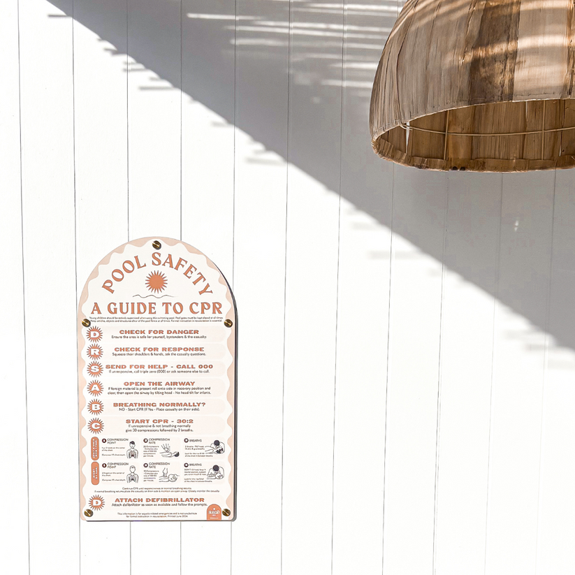 Travertine CPR Sign For Pool Safety | Stylish & Compliant | Holidae Haus