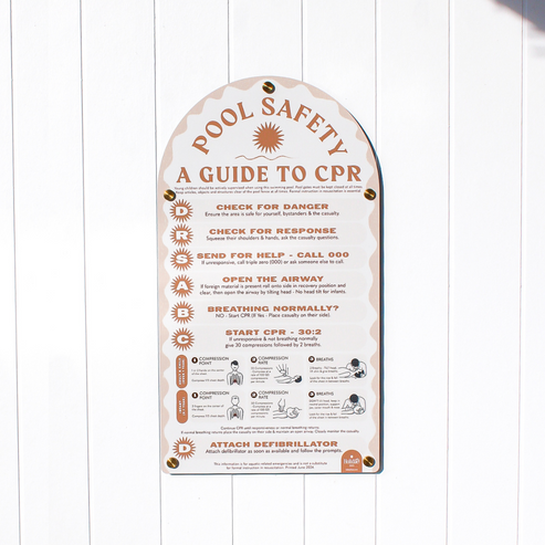 Travertine CPR Sign For Pool Safety | Stylish & Compliant | Holidae Haus