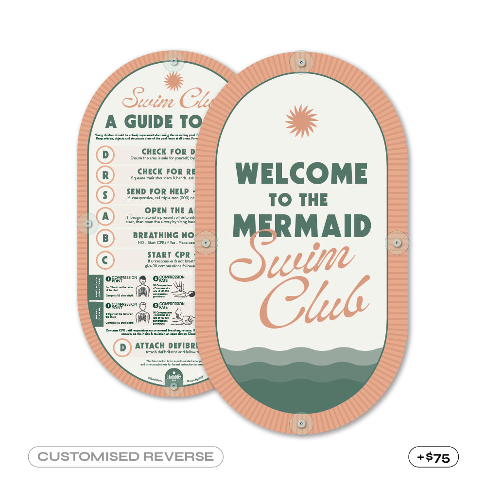 Rosé Pink CPR Pool Sign | Stylish & Safe Pool Safety Sign | Holidae Haus