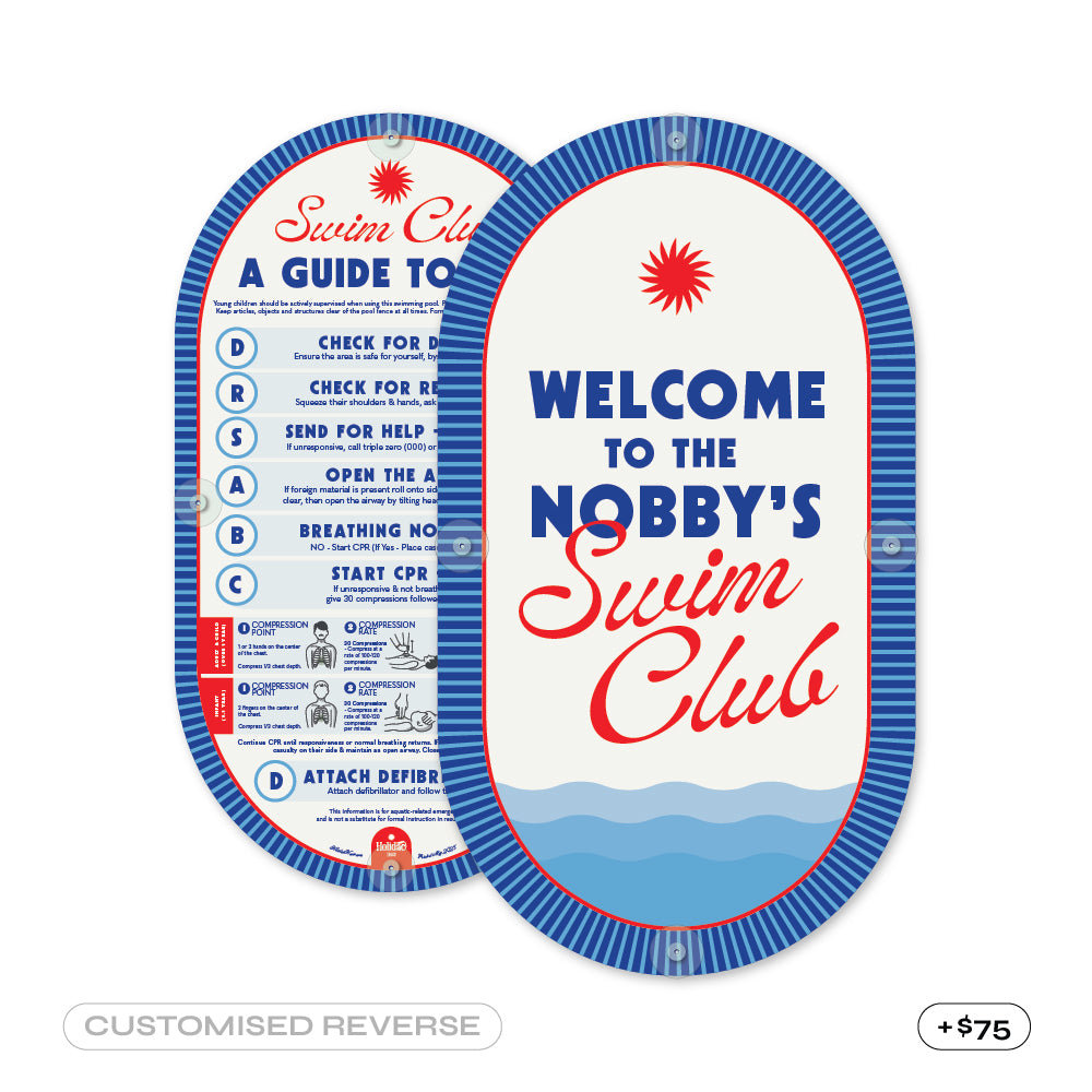 Regatta Blue CPR Pool Sign | Bold & Nautical Pool Safety | Holidae Haus